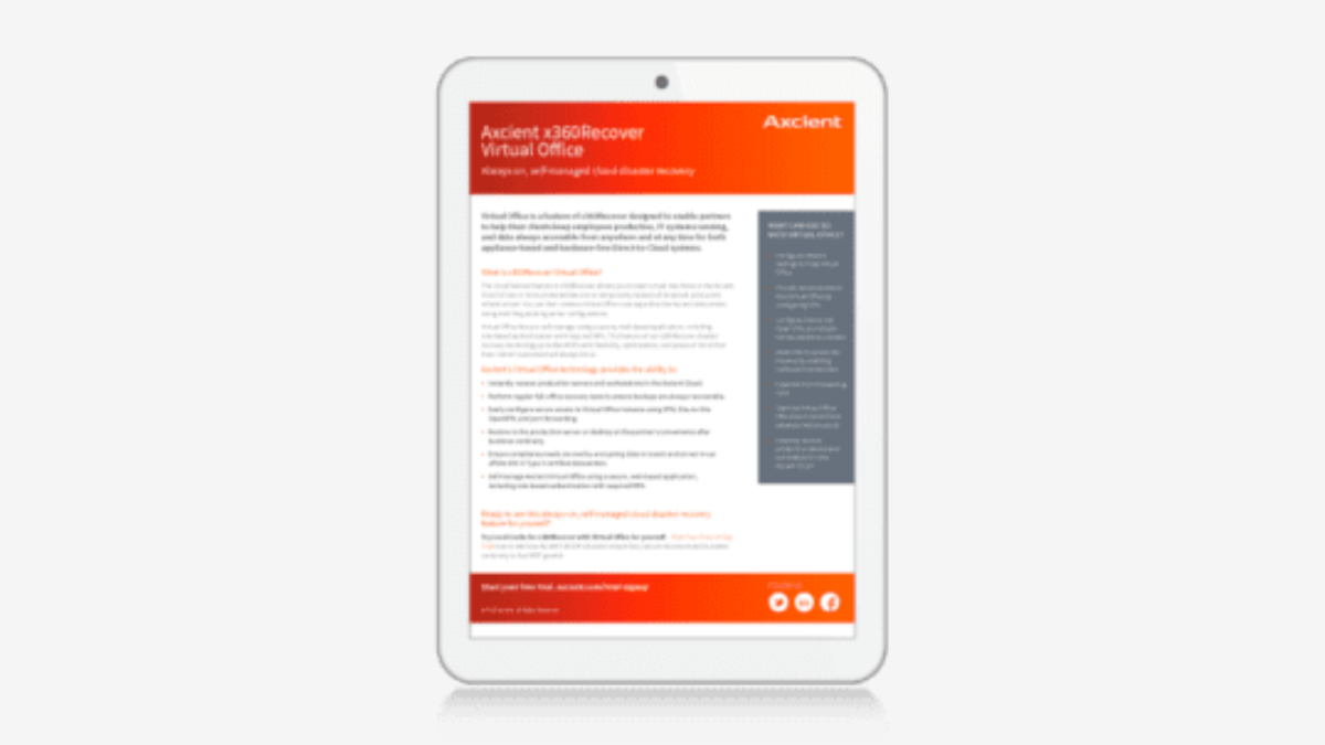 x360Recover Virtual Office Feature - Axcient