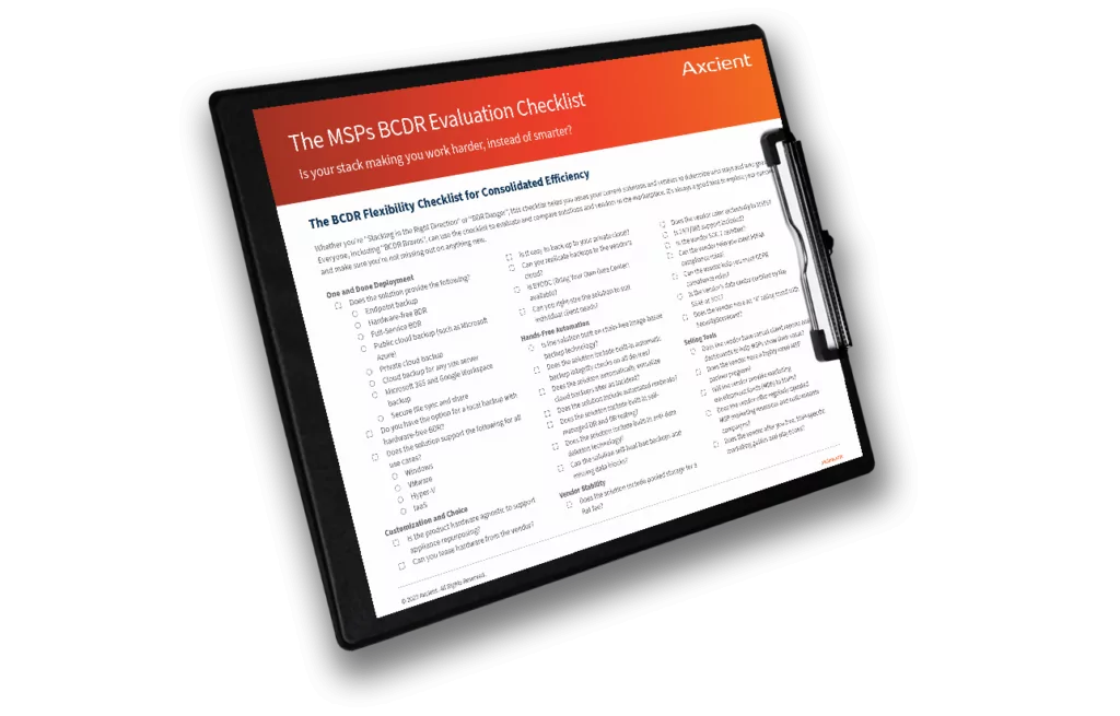 The MSPs’ BCDR Evaluation Checklist - Axcient
