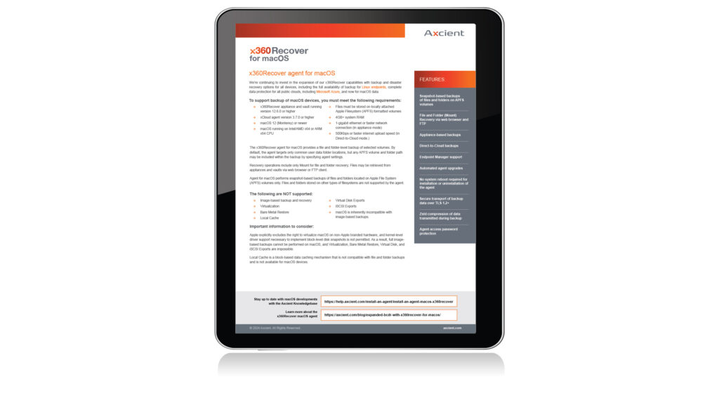x360Recover for macOS - Axcient