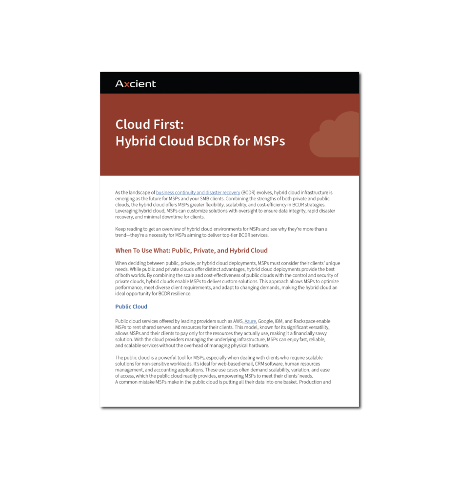 Hybrid Cloud BCDR for MSPs - Axcient